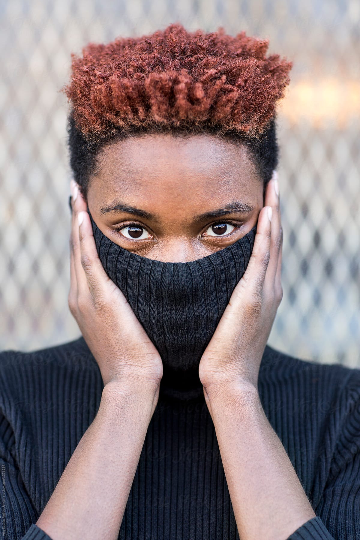 "Young Black Man Hiding In A Black Turtleneck." by Stocksy Contributor ...