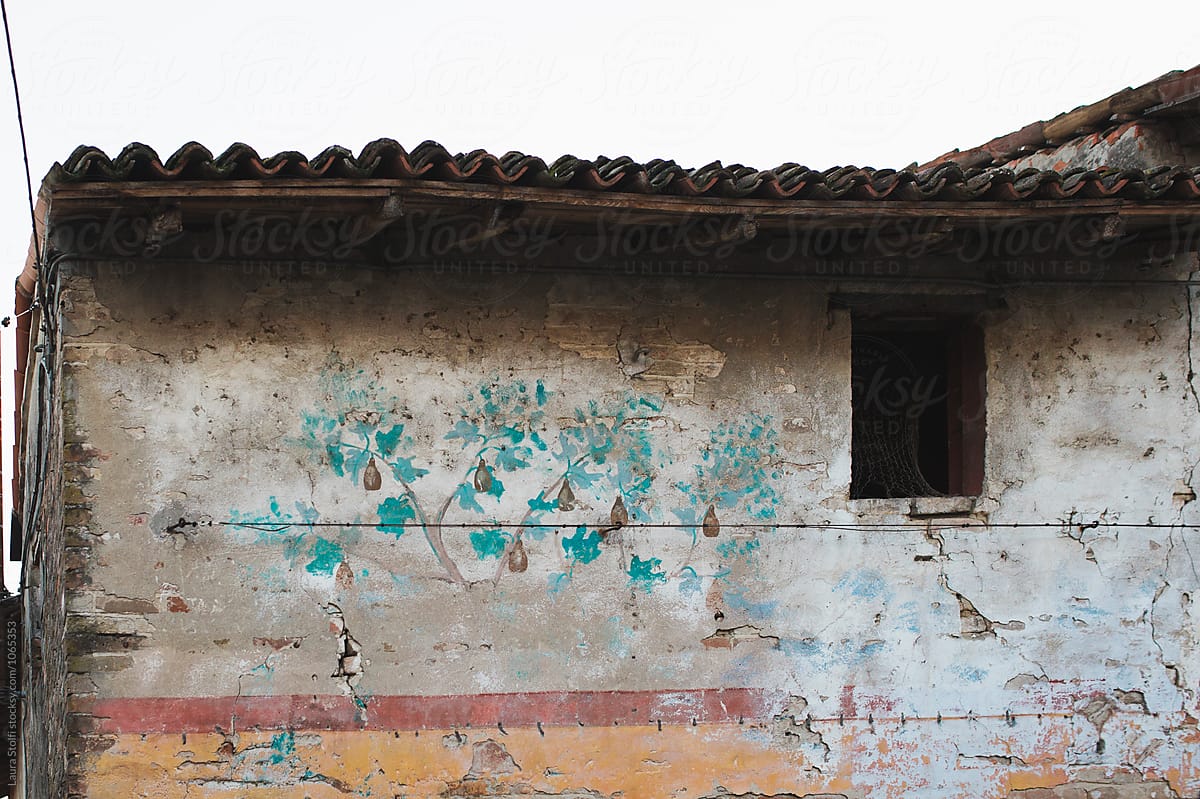 "Very Ancient Wall Painting Leftovers On Old Building In Italy" by ...