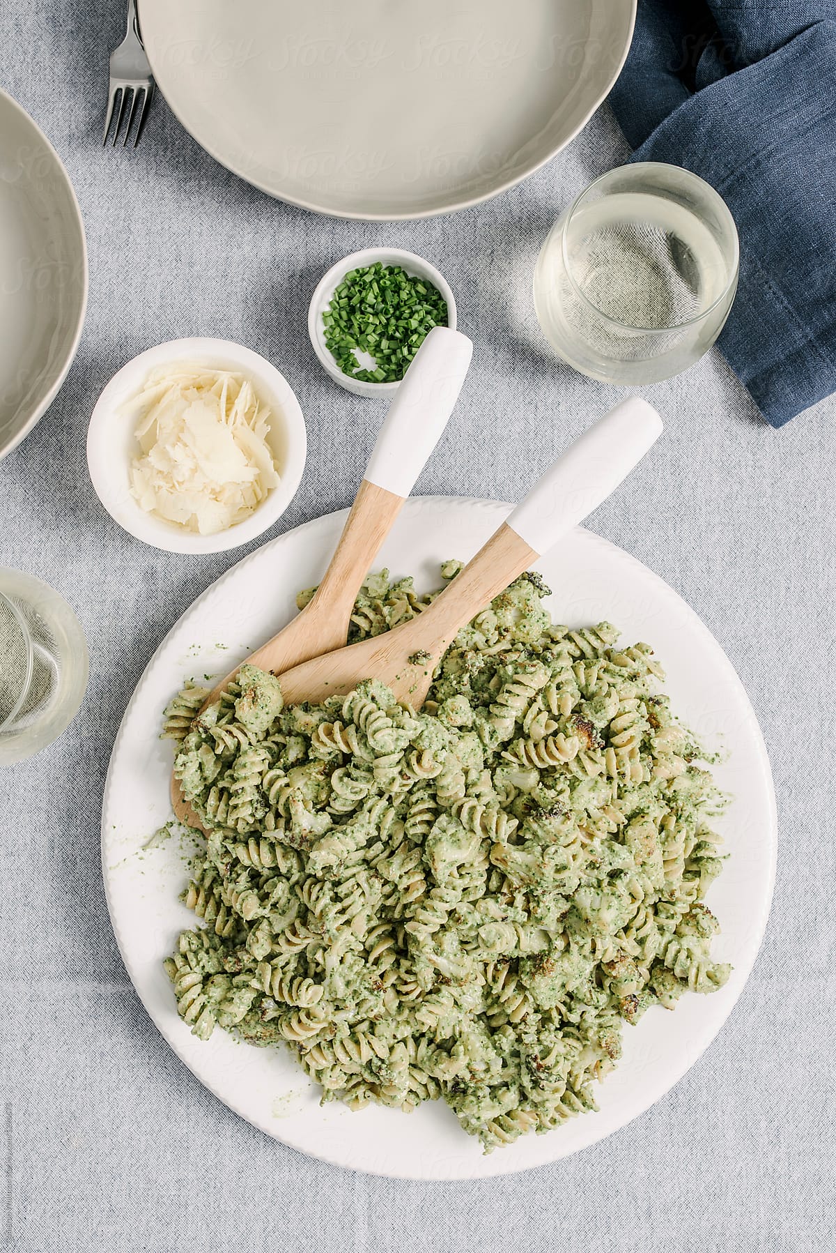 "Cauliflower And Spinach Pesto Rotini Pasta" by Stocksy Contributor ...