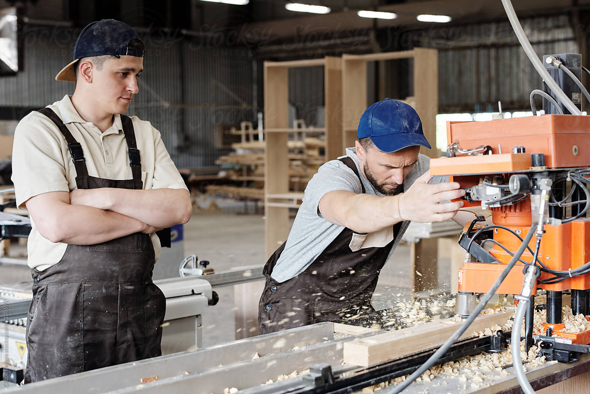 "Joiner Using Drilling Machine" by Stocksy Contributor "Clique Images ...