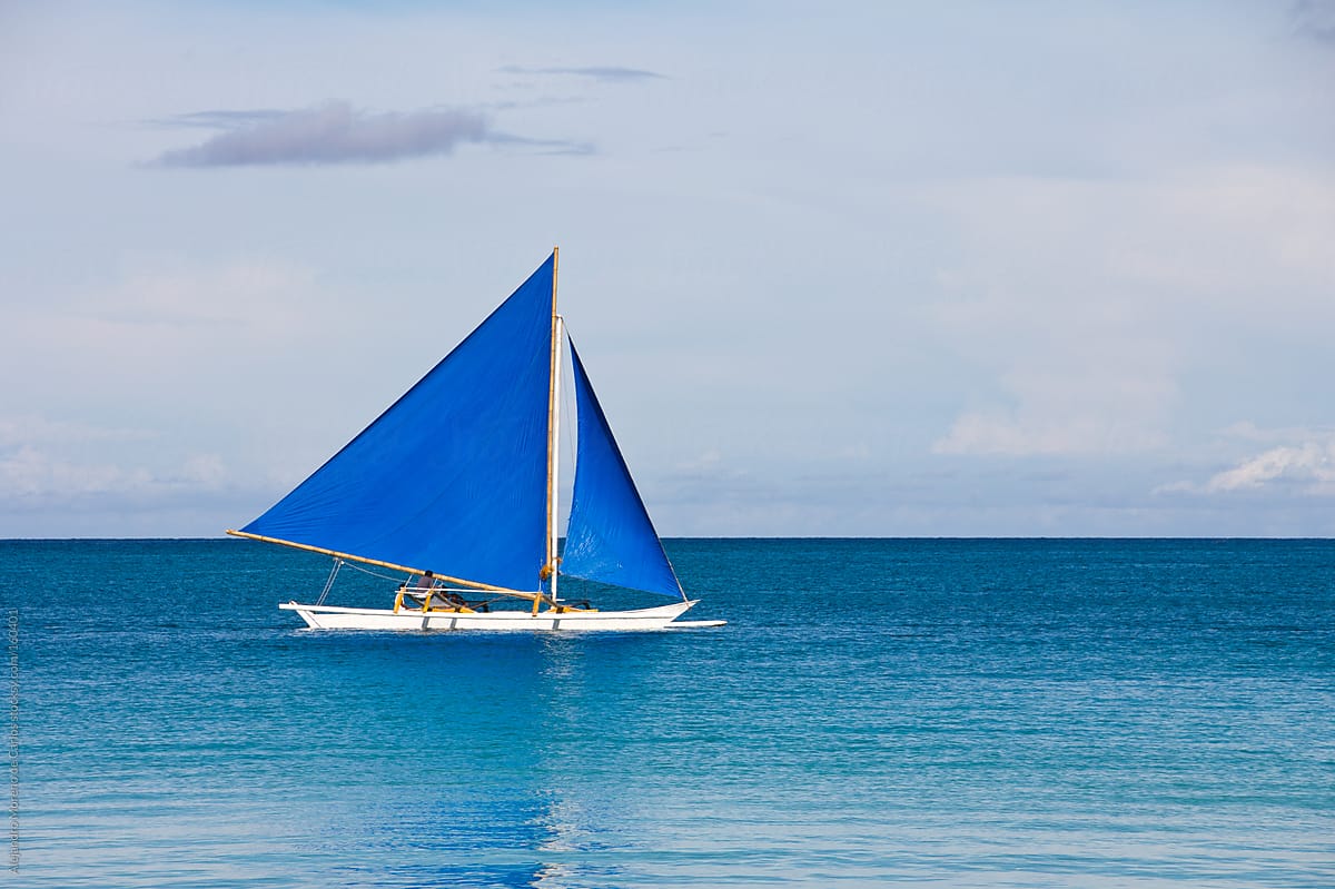 "Blue Sailboat On Turquoise Sea" by Stocksy Contributor "Alejandro ...