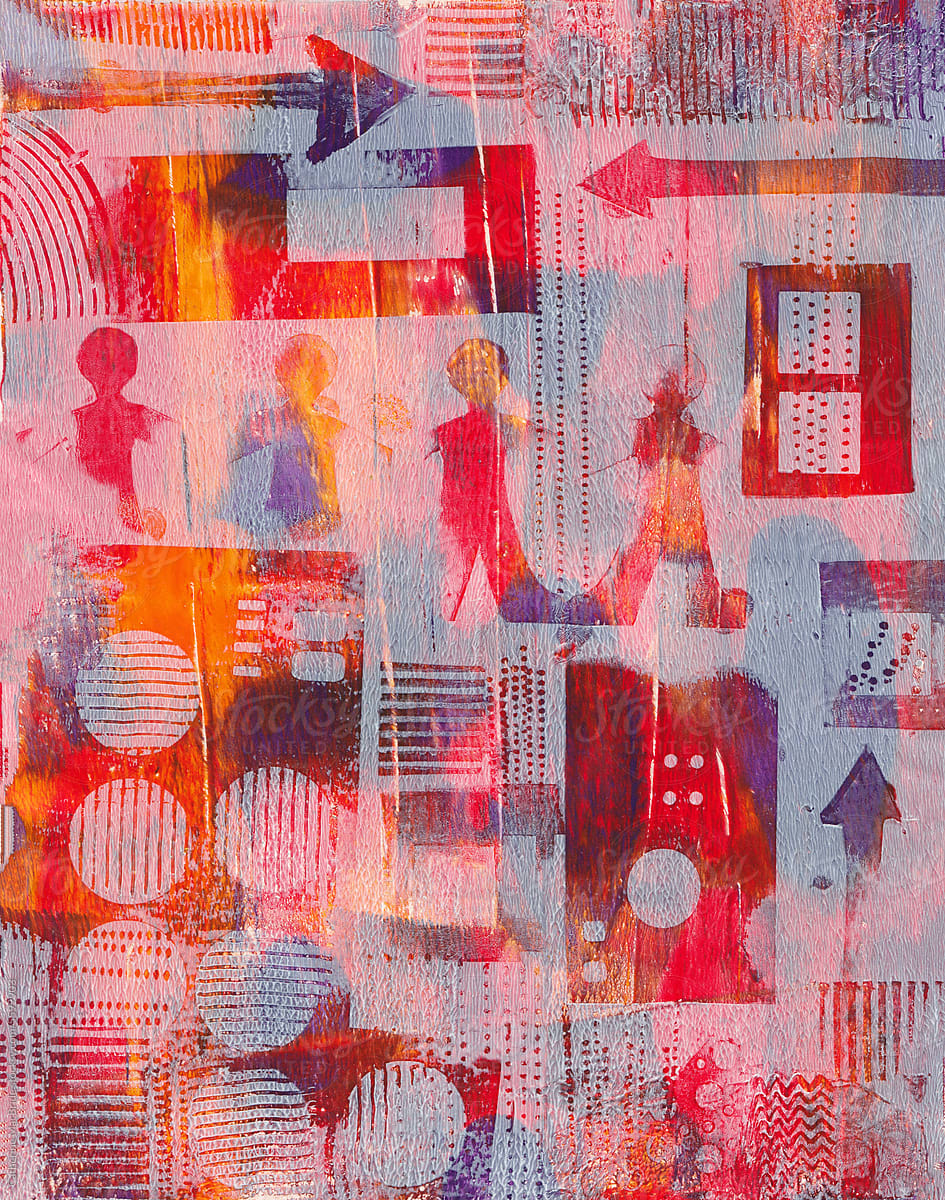 "Acrylic Mono Print With Hand Made Stencil Detail" by Stocksy ...