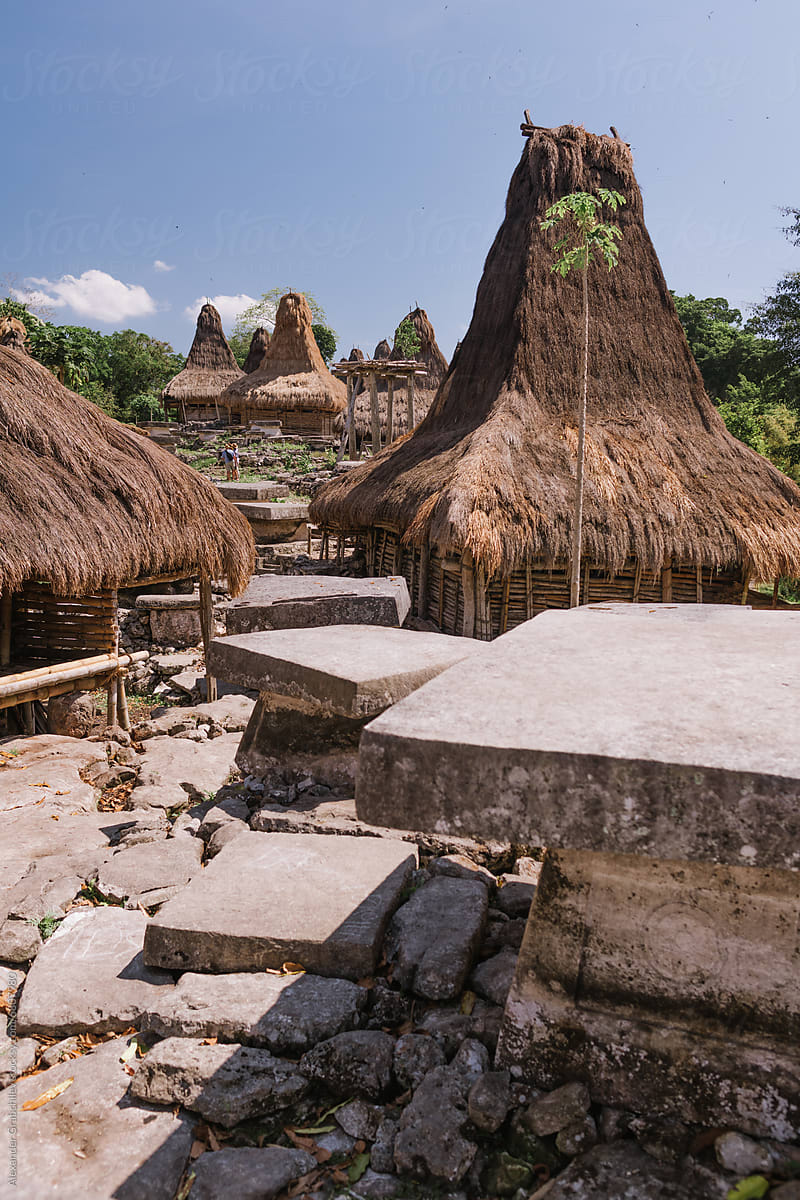 "Stone Altars And Traditional Thatched Roof Houses In Sumba" by Stocksy ...