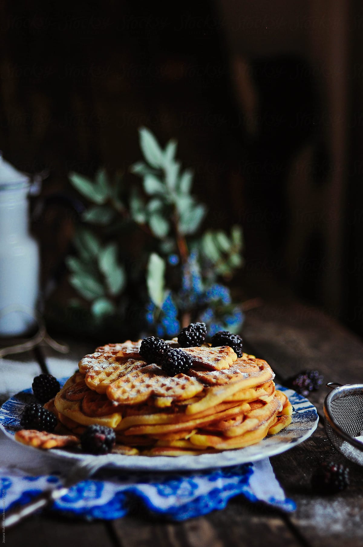 "Waffles On The Rustic Table" by Stocksy Contributor "Jovana Vukotic ...