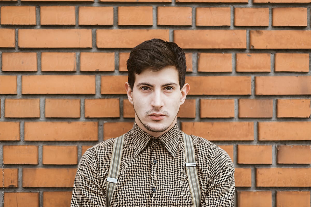 "Portrait Of Vintage Man On Orange Wall" by Stocksy Contributor "Twenty ...