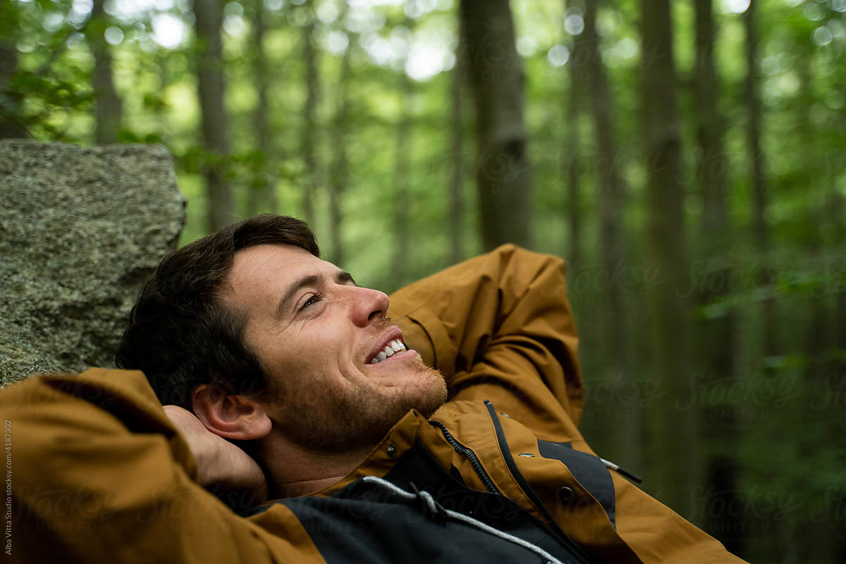 "Happy Man In Forest Portrait" by Stocksy Contributor "Alba Vitta ...