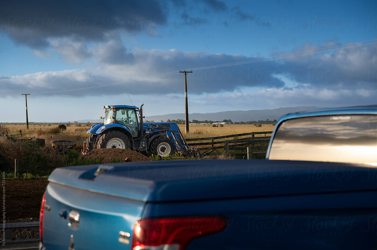 "Blue Ute Frames Blue Tractor At Sunrise" by Stocksy Contributor "Te ...