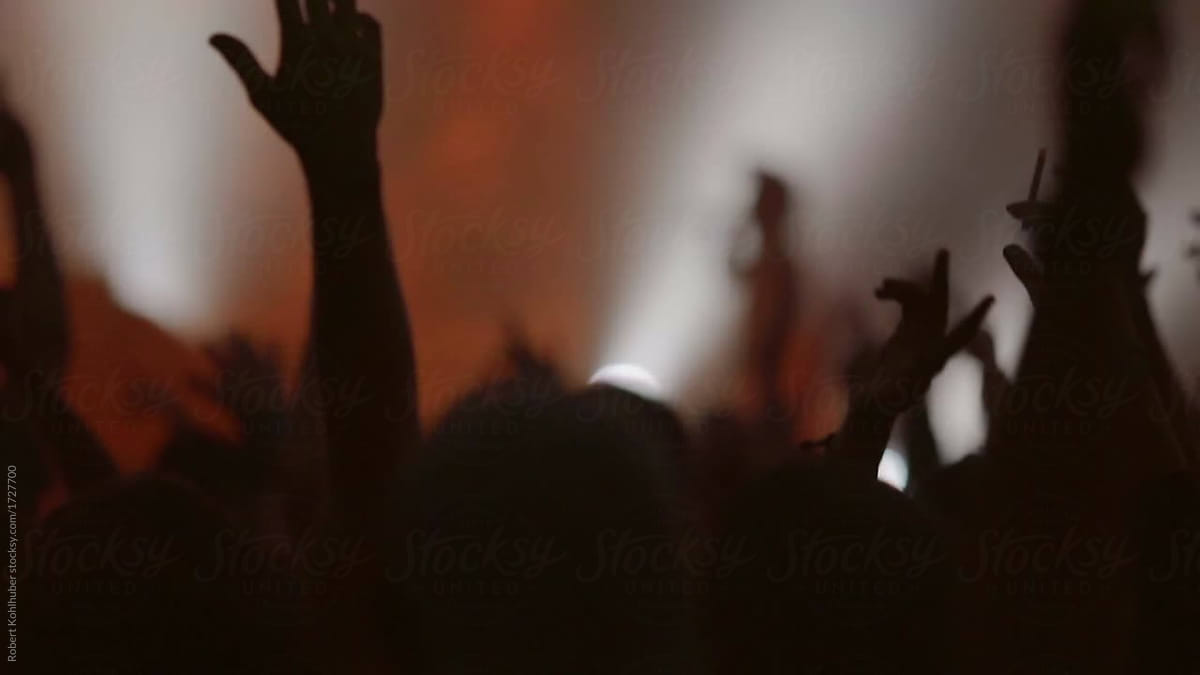 "Slow Motion Shot Of A Concert Crowd At Live Music Concert, Festival ...