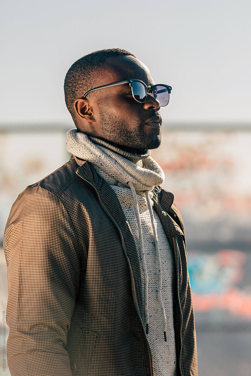 Portrait of an african american young man outdoors - Stock Image ...