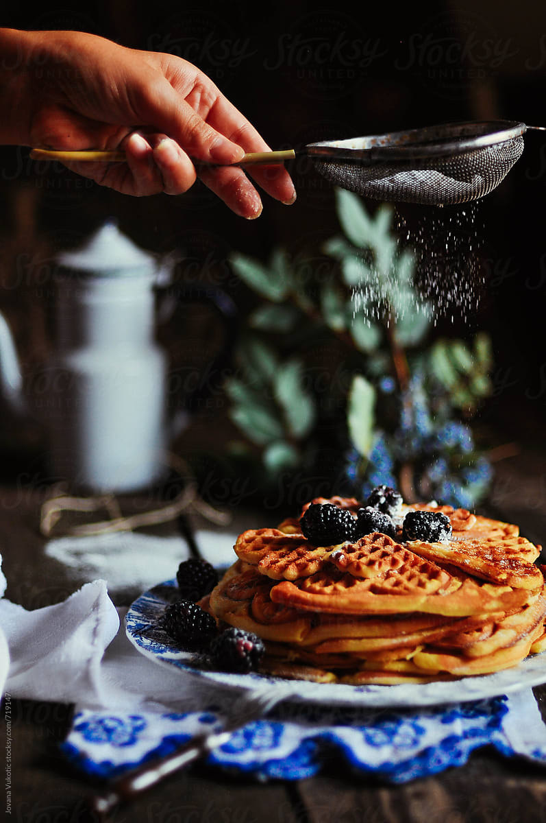 "Waffles On The Rustic Table" by Stocksy Contributor "Jovana Vukotic ...