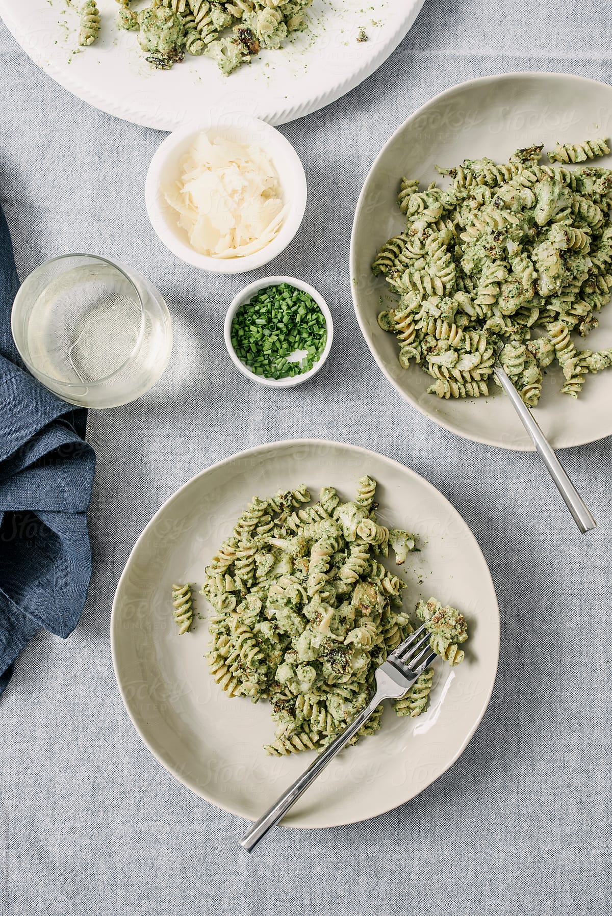 "Cauliflower And Spinach Pesto Rotini Pasta" by Stocksy Contributor ...
