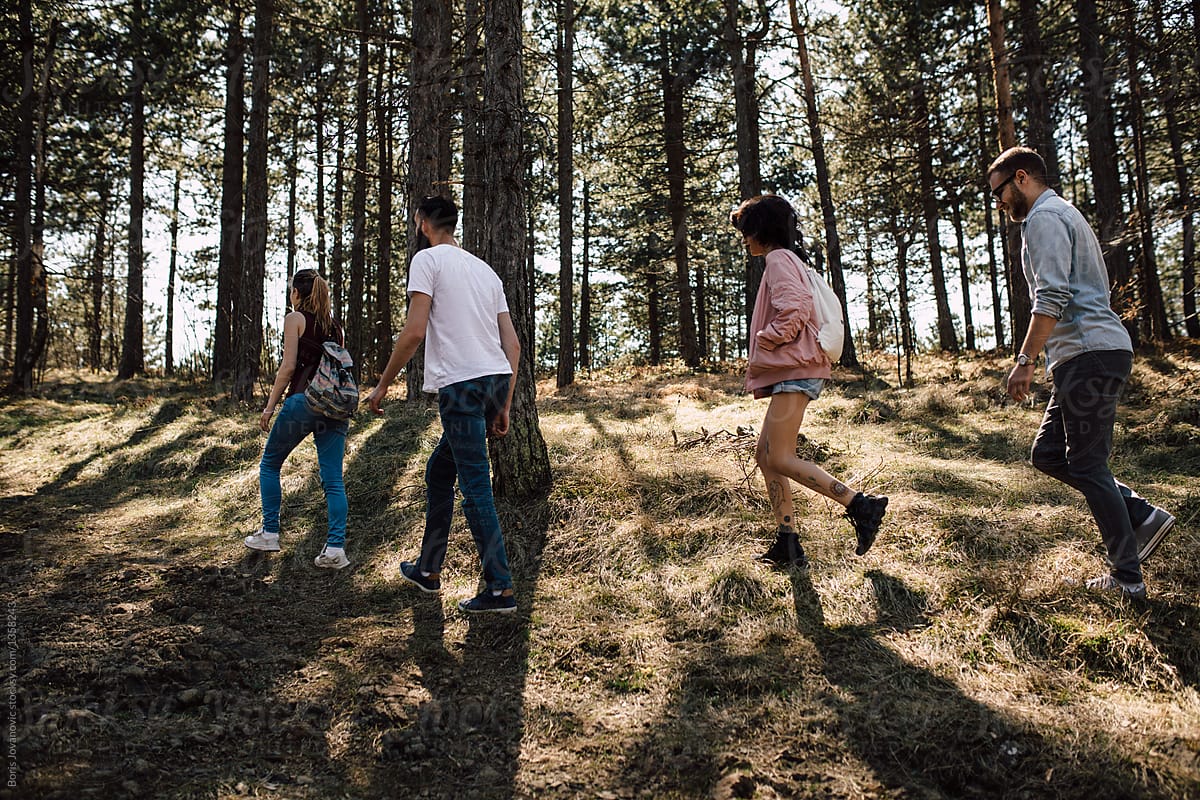 "Friends Enjoying A Walk Through A Forest" by Stocksy Contributor ...