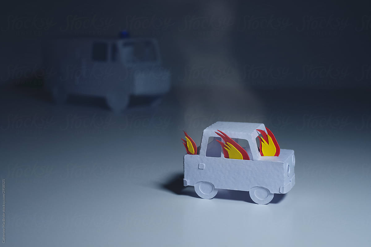 "Papercraft Image Of A Burning Paper Car" by Stocksy Contributor ...