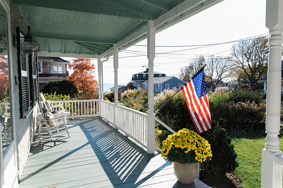 "Front Porch Of Home With American Flag" by Stocksy Contributor ...