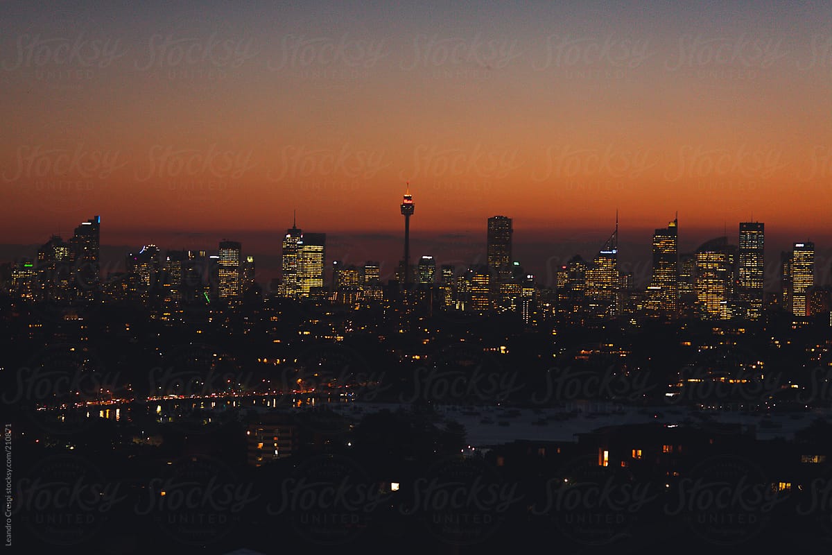 "Sydney Skyline On Early Night Lights" by Stocksy Contributor ...