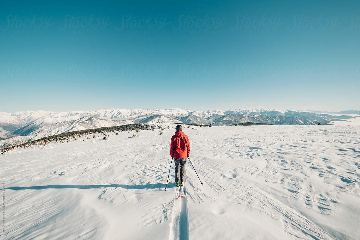 "Freerider Telemarks In Deep Powder On Snowcovered Mountains" by ...