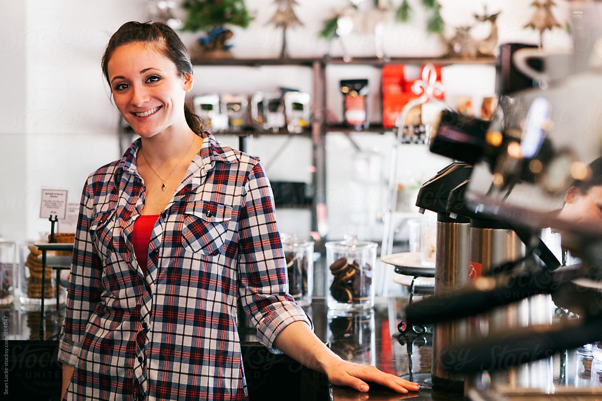 "Bakery: Cheerful Barista Stands Near Espresso Machine" by Stocksy ...
