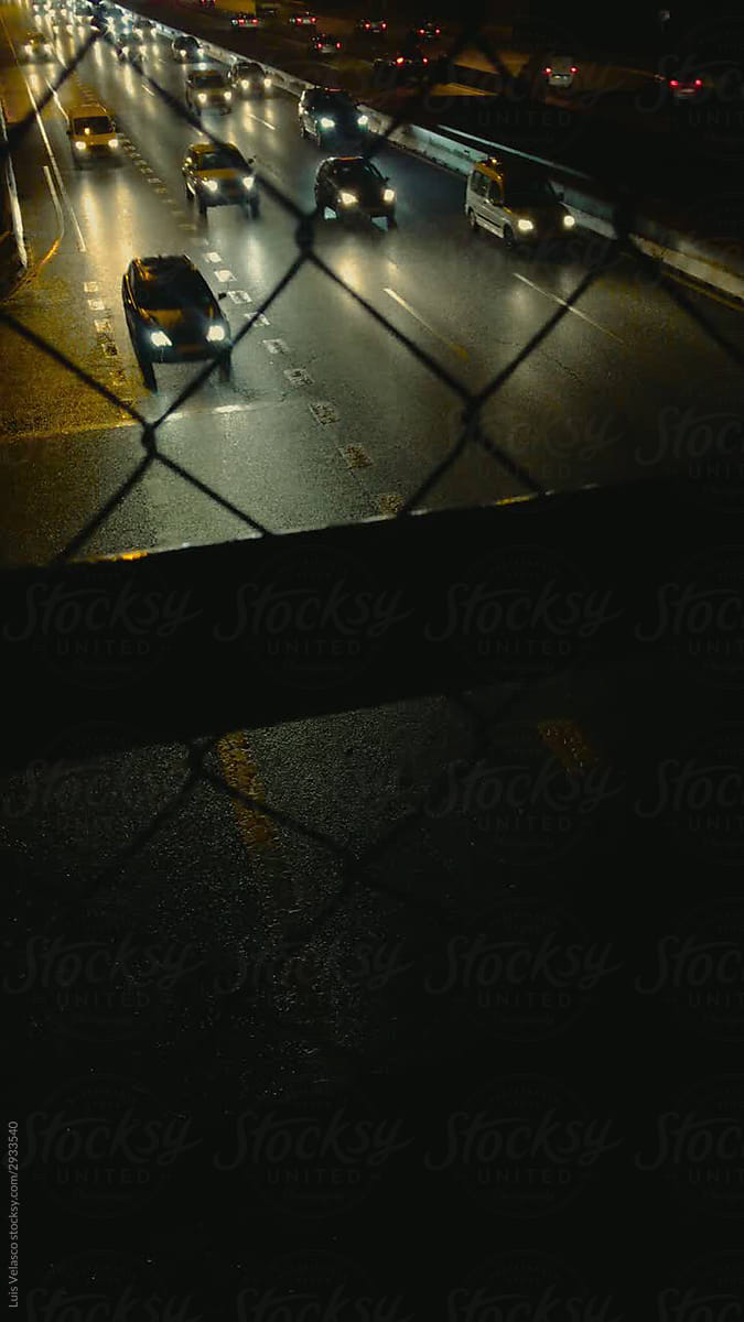 "Cars On The Raad At Night From A Pedestrian Bridge." by Stocksy ...