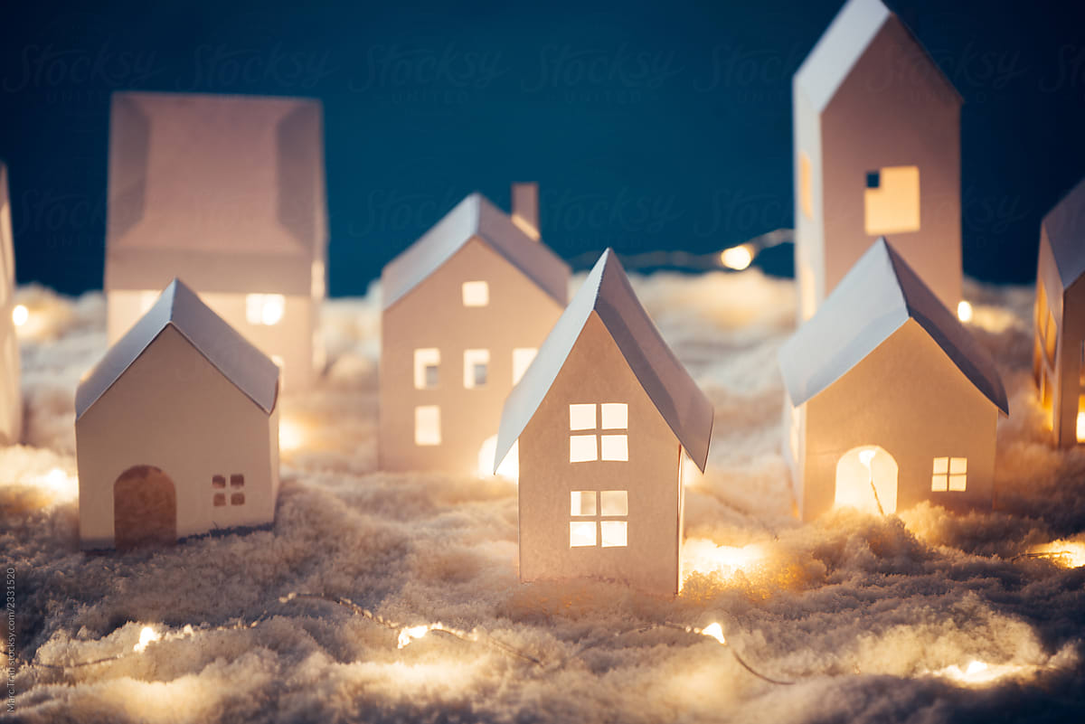 "Winter Houses On Snow." by Stocksy Contributor "Marc Tran" - Stocksy