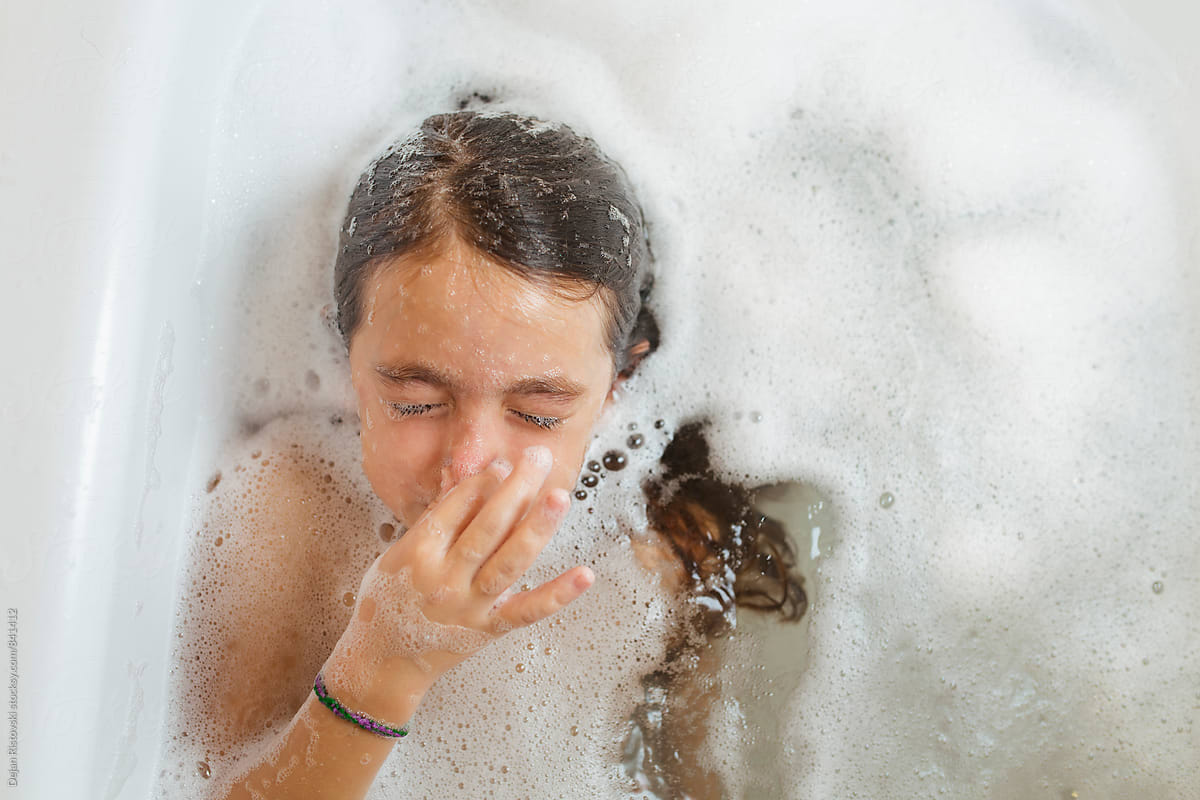 Children Diving In Bathtub Full With Soap Foam By Dejan Ristovski