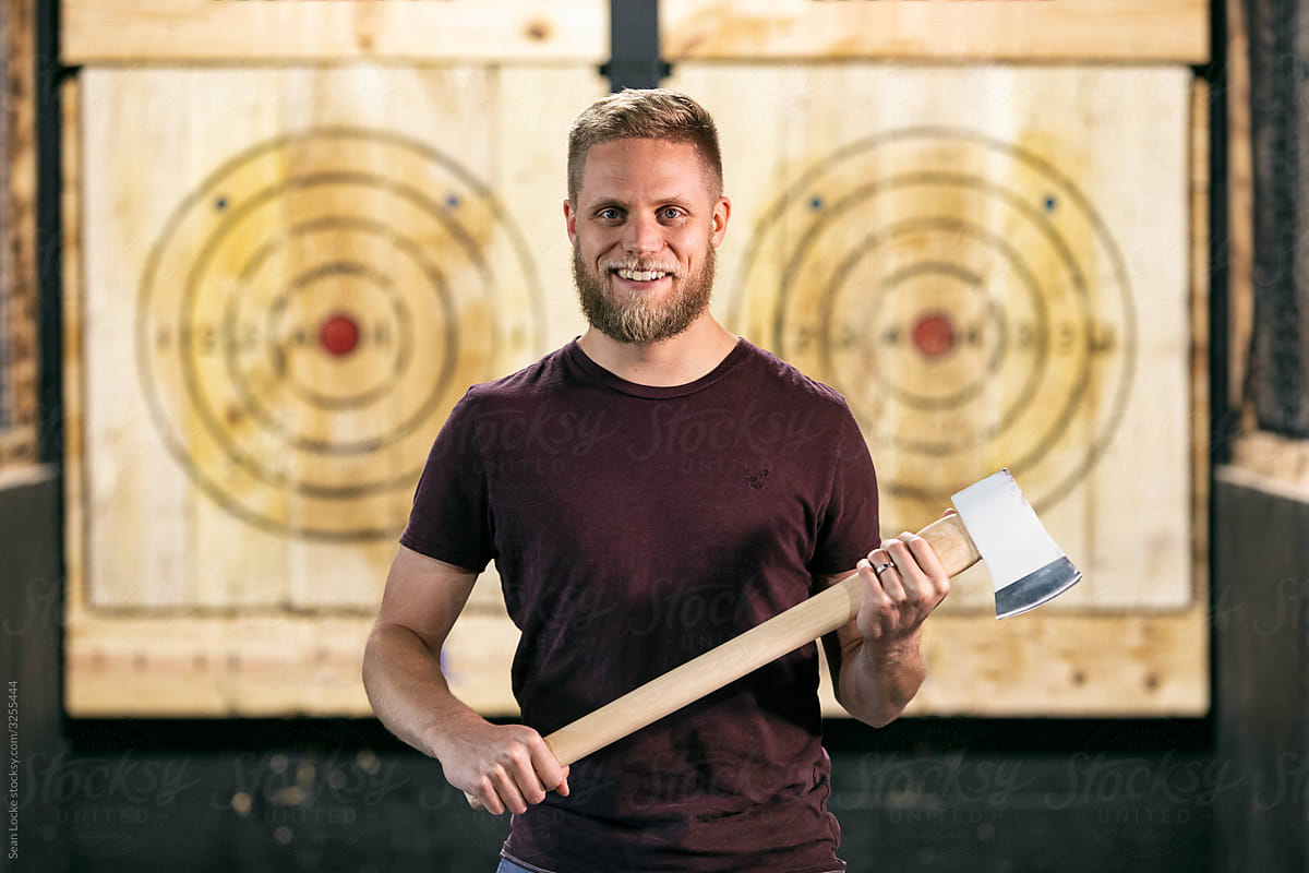 "Happy Bearded Man Ready To Throw An Axe" by Stocksy Contributor "Sean ...