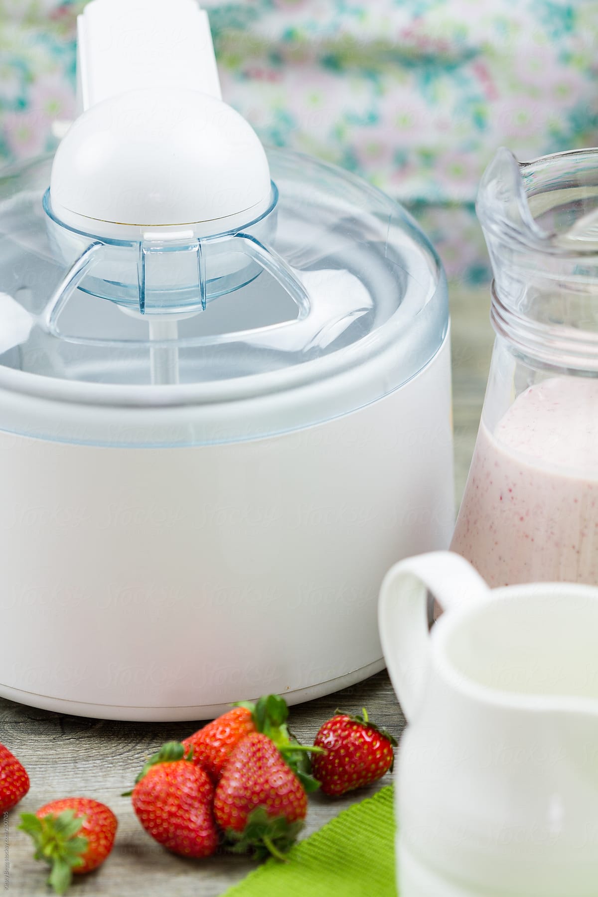 "Ice Cream Maker Machine Making Strawberry Ice Cream" by Stocksy ...