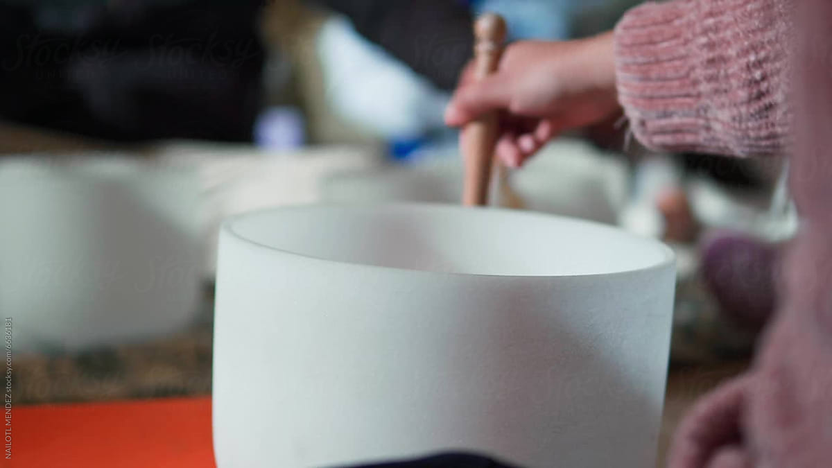 "Music Therapist Playing Crystal Singing Bowl" by Stocksy Contributor ...