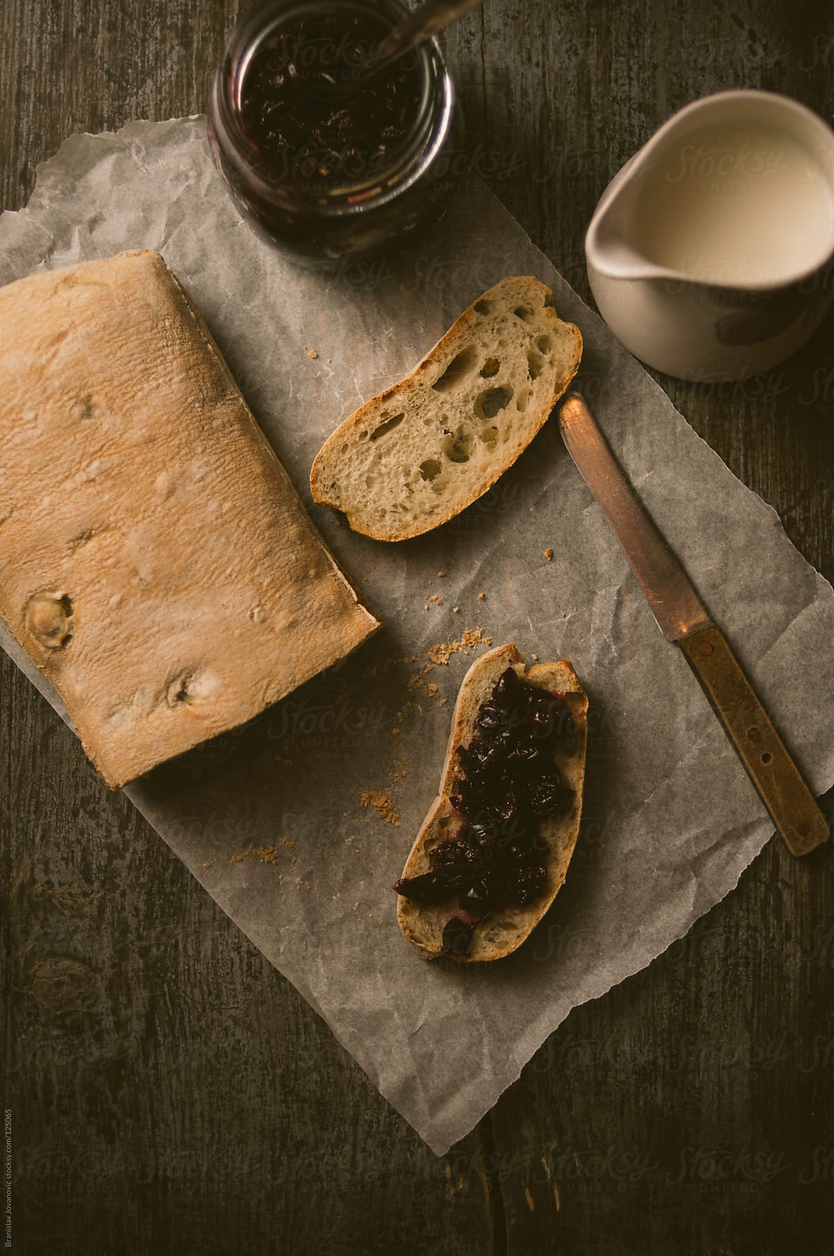 "Bread With Jam And Milk" by Stocksy Contributor "B Krokodil" - Stocksy