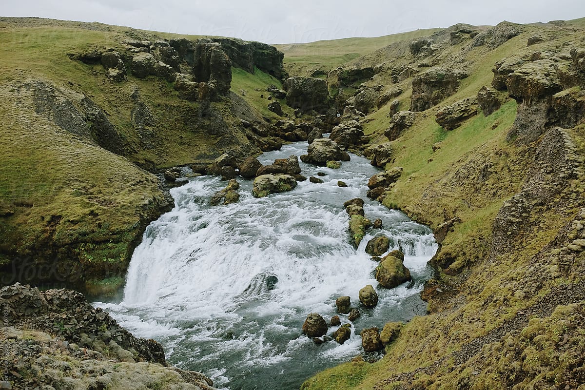 "River And Waterfall In Green Landscape" by Stocksy Contributor "Bor ...