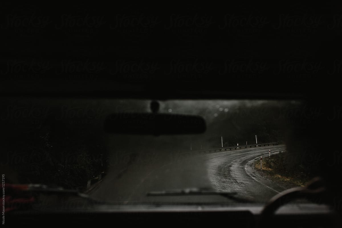 "View Out Windshield Of The Road On Dark Day" by Stocksy Contributor ...