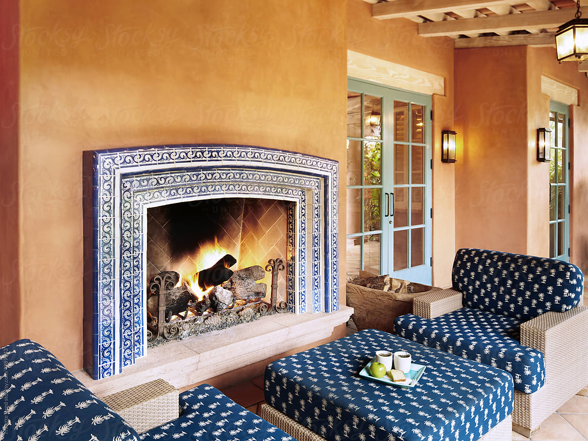 Spanish Outdoor Fireplace Stucco Fireplaces Outdoors Landscaping