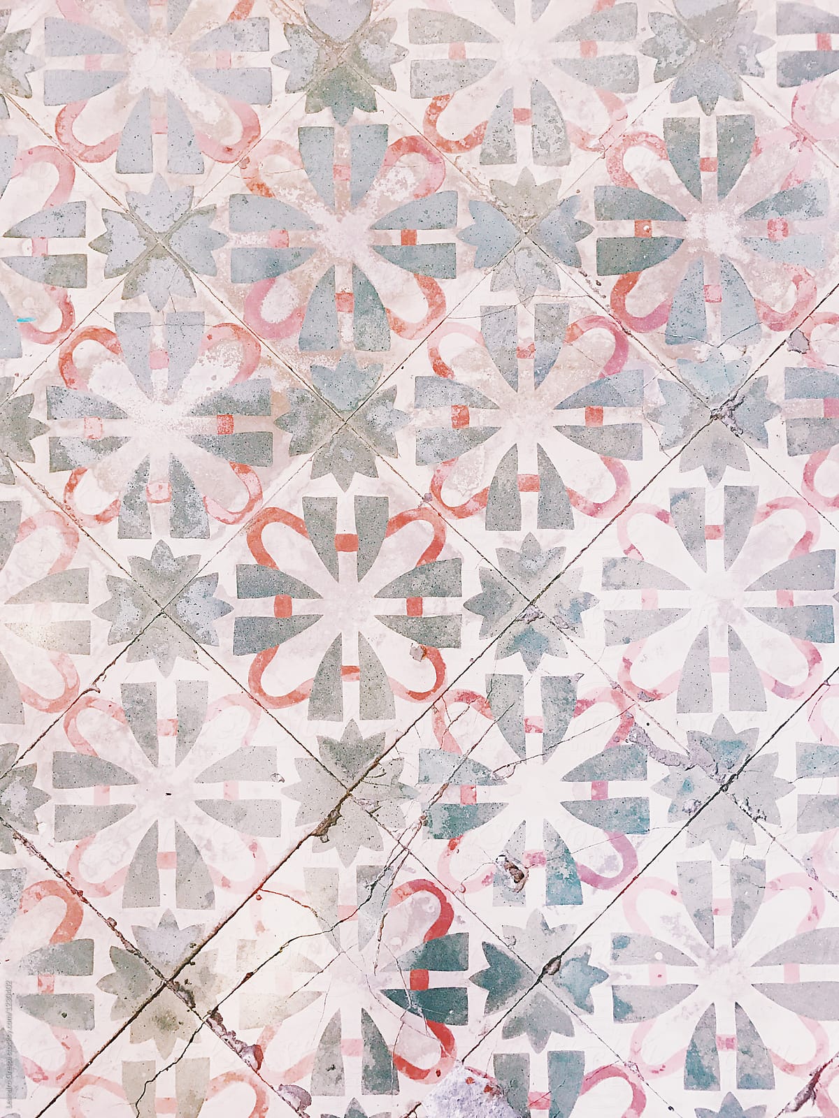 "Vintage Pink Painted Floor Tiles" by Stocksy Contributor ...