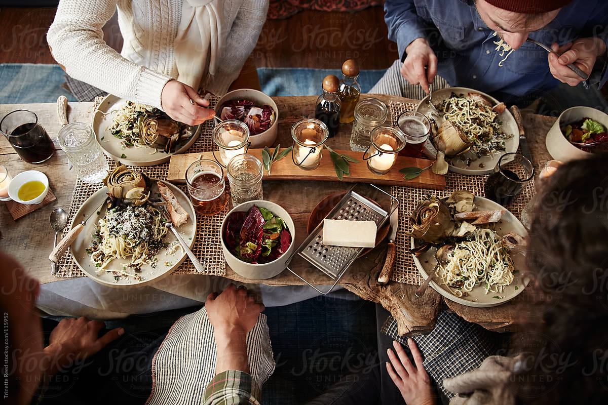 "Group Of Friends Having Dinner Party Together" by Stocksy Contributor ...