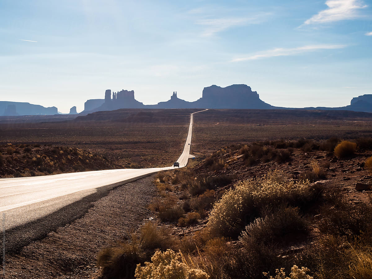 "Long Straight Road While Driving In Monument Valley , Utah." by ...