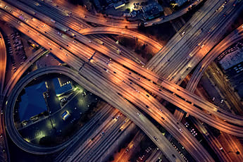 Highway Interchange At Night