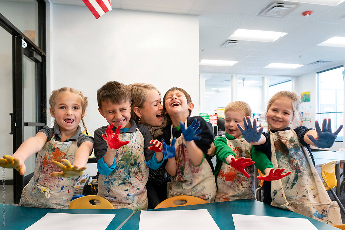 "Elementary School Students Making Paint Handprints" by Stocksy ...