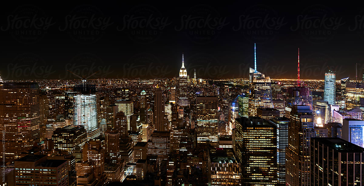 "Panorama Of The Night City, Which Glows With Lights" by Stocksy ...