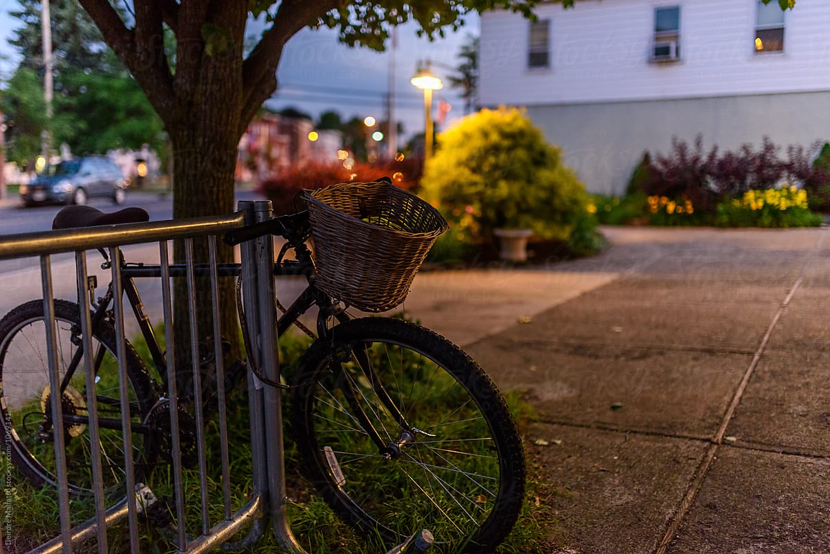 "Bicycle Parked In A Village At Night" by Stocksy Contributor "Deirdre ...