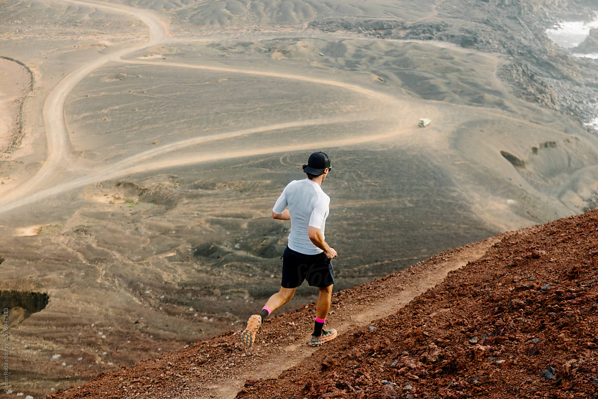 "Fit Man Practicing Trail Running On The Trails Of A Volcano" by ...