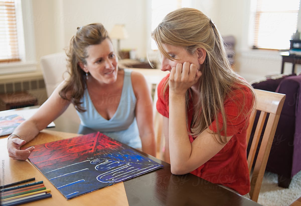 Therapy: Counselor Working with Patient Using Art As a Medium - Stock ...