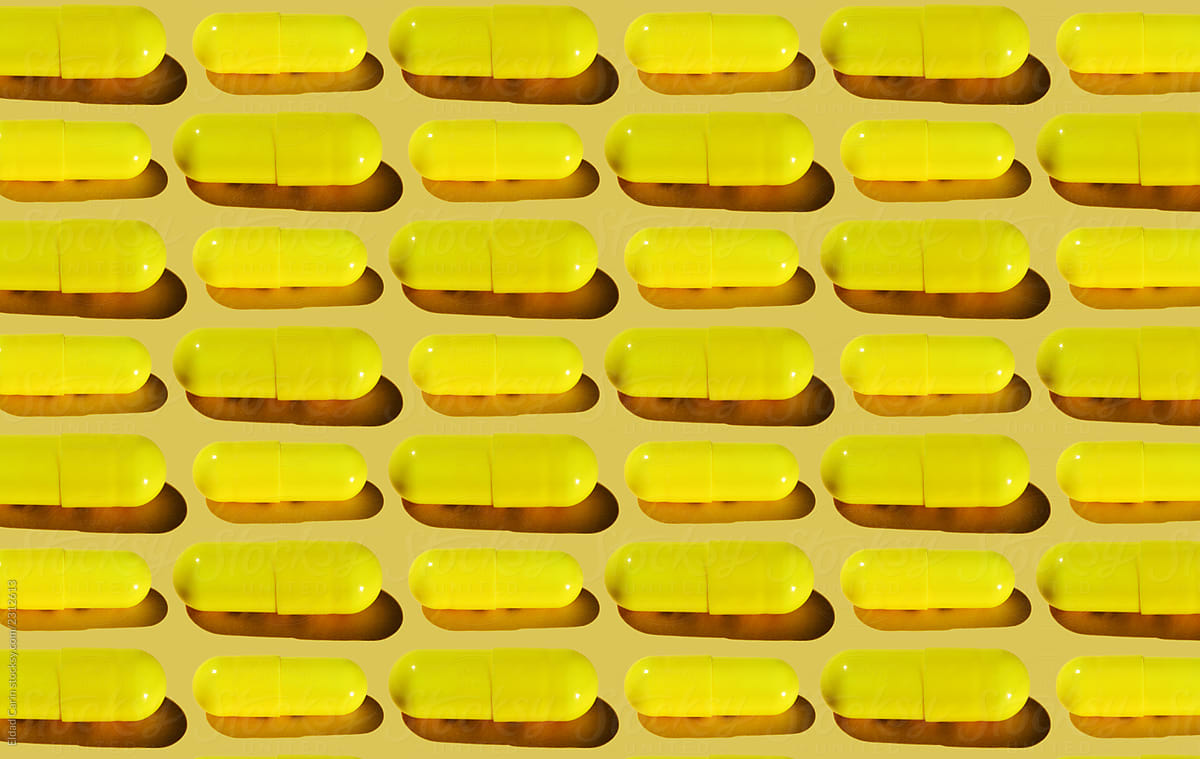 "Yellow Pharma Pill Pattern On Pastel Yellow" by Stocksy Contributor ...
