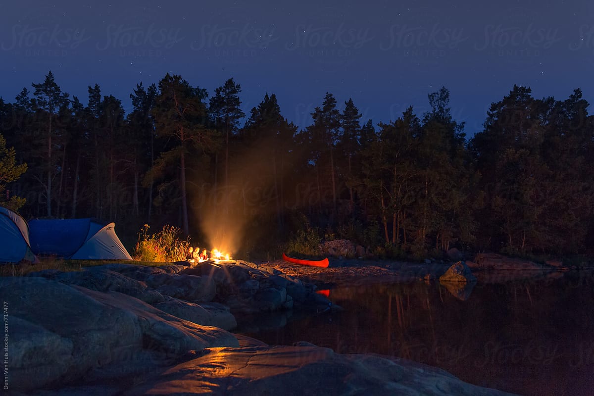 "Camping With Tents Along The Sea At Night Under The Stars." by Stocksy ...