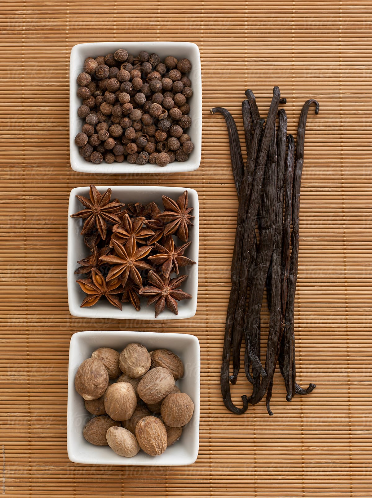 "Overhead Shot Of Spices: Allspice, Anise Star, Nutmeg & Vanilla" by ...
