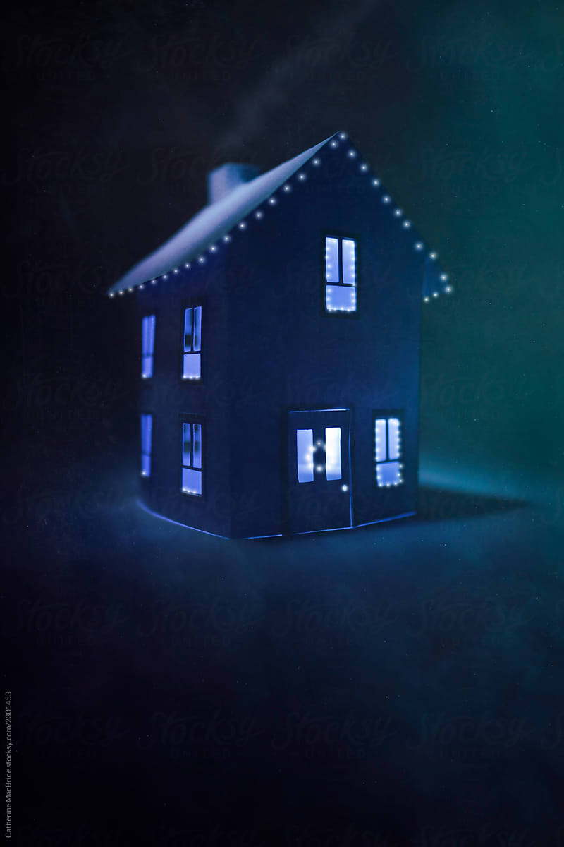 "Paper Craft House Lit Up With Christmas Lights" by Stocksy Contributor ...