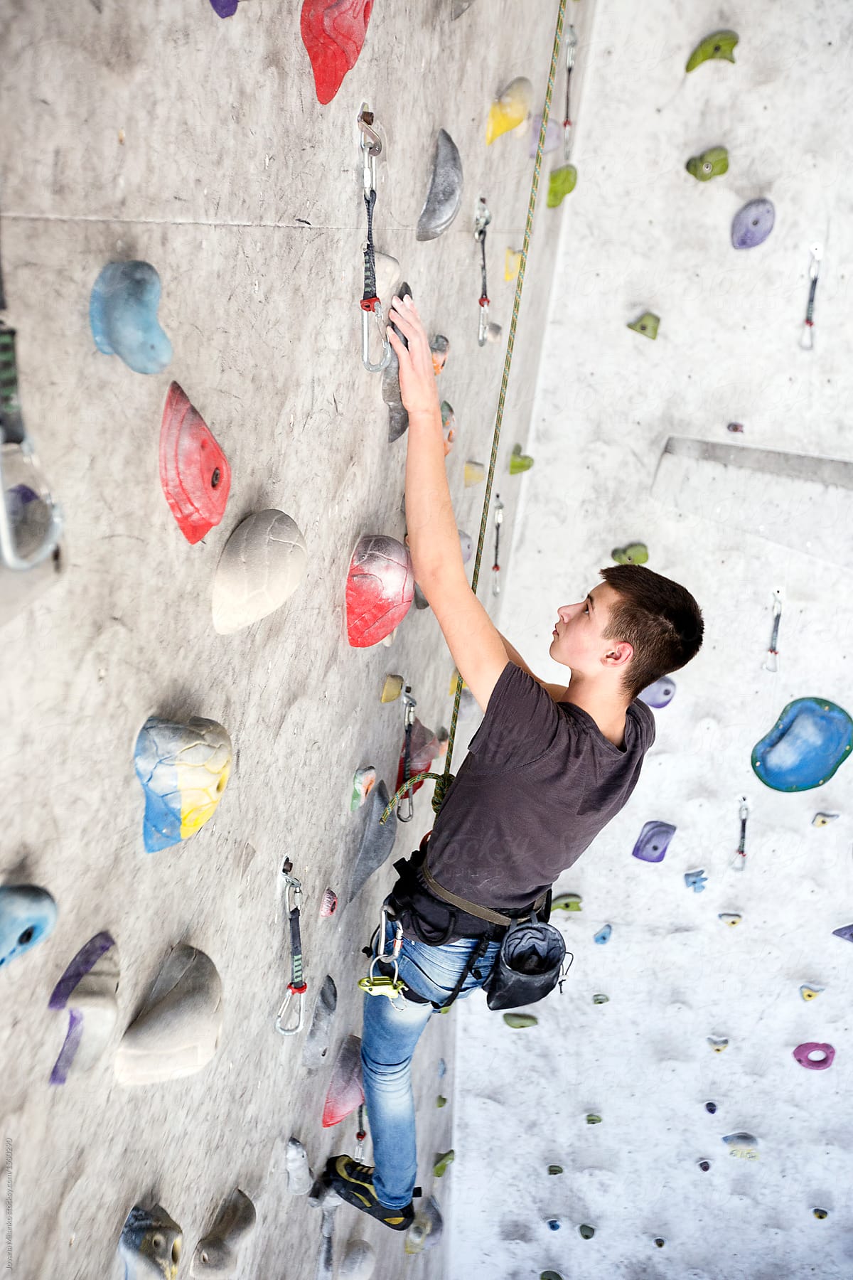 "Young Rock Climber Training On An Indoor Climbing Wall" by Stocksy ...