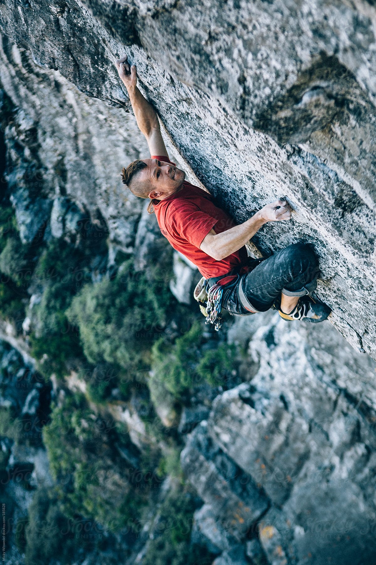 "Rock Climber On And Overhanging Rock Face On Table Mountain" by ...