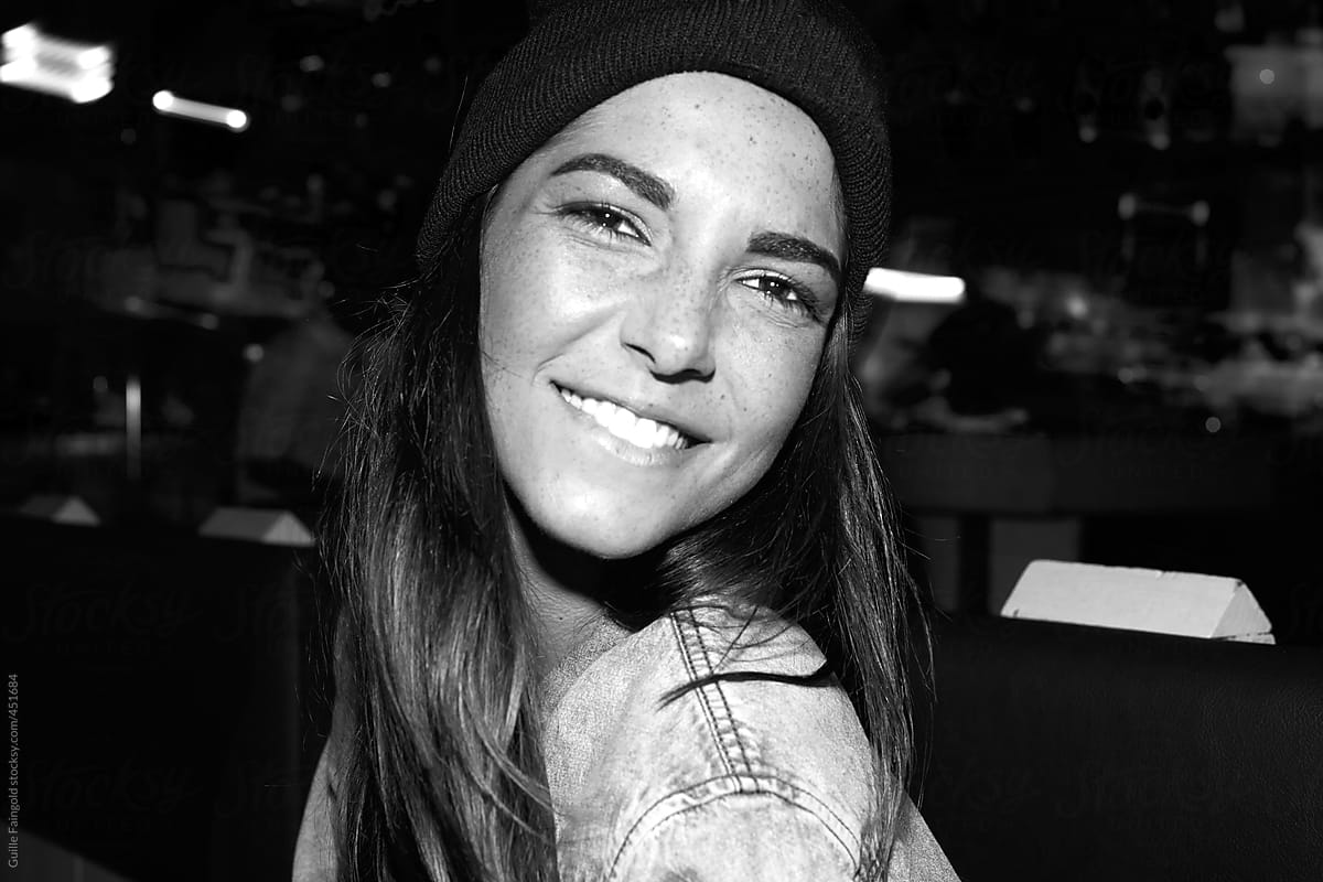 "Monochrome Portrait Of Girl In Bar" by Stocksy Contributor "Guille ...