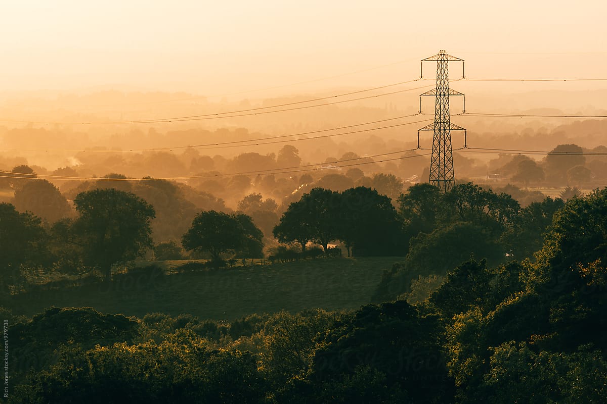 "Power Lines In Rural Land At Sunset" by Stocksy Contributor "Rich ...