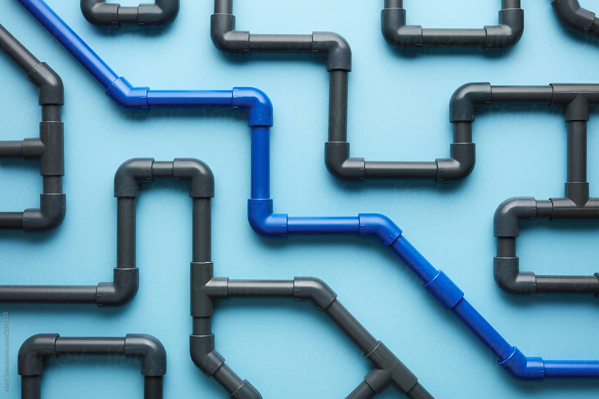 "Blue Pipe In Net Of Pipelines" by Stocksy Contributor "Martí Sans ...