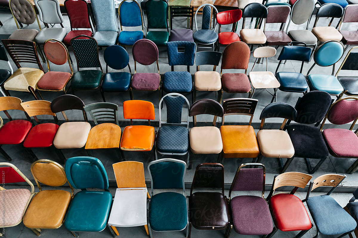 "Vintage Chair Collection With Rows Showing Diversity In Style" by ...